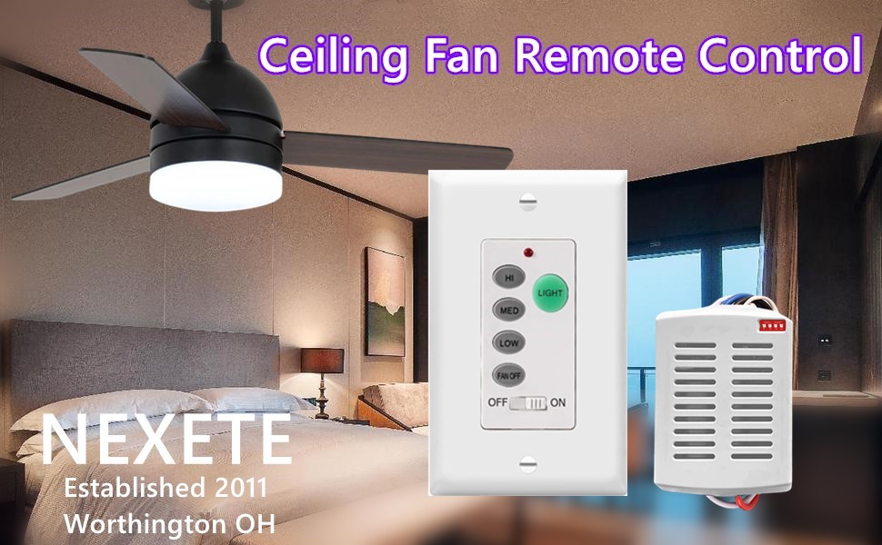 Nexete Universal Ceiling Fan Remote Control Kit,3 Fan Speed, Light ...