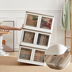 BTGGG 3 Pack Storage Boxes with Lids 40L*3 Plastic Foldable Storage ...