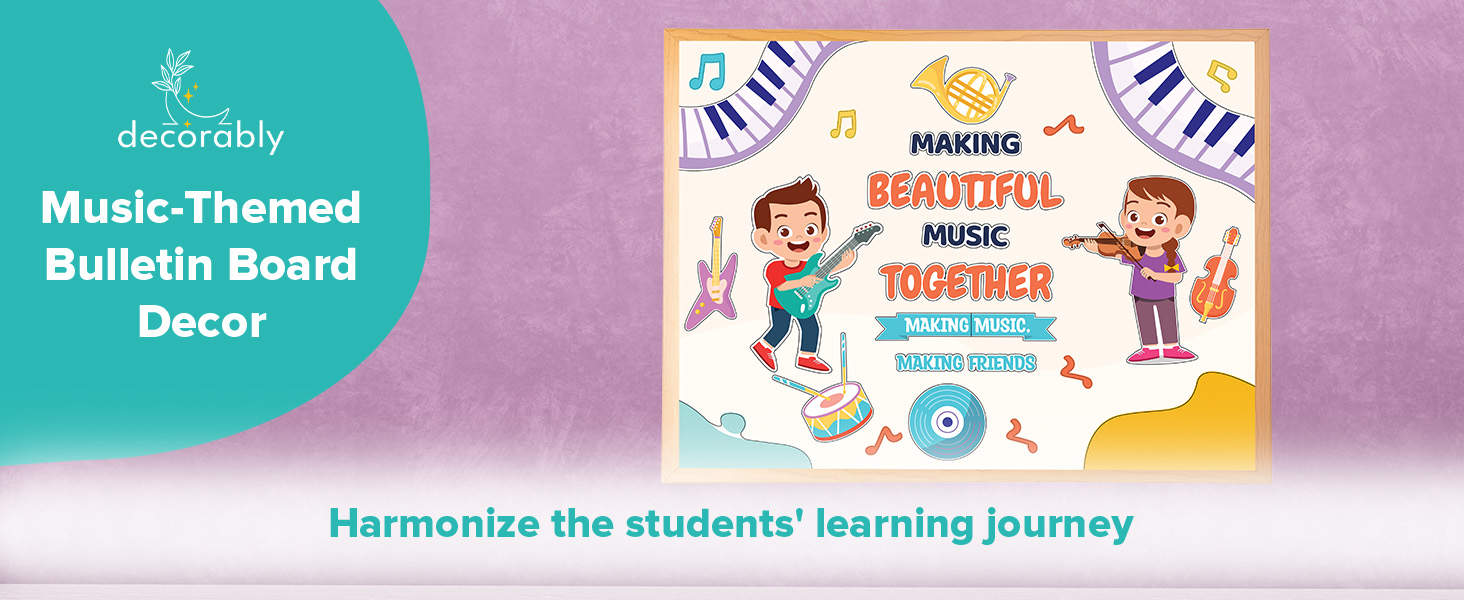 Amazon.com : 36Pcs Music Bulletin Board Set with Background Papers ...