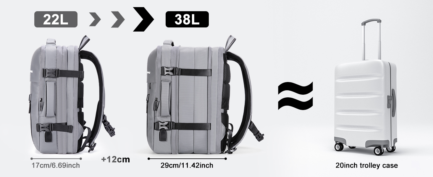 HOMIEE 40L Expandable Travel Laptop Backpack, Flight Approved Carry-On Luggage Backpack, 15.6 ...