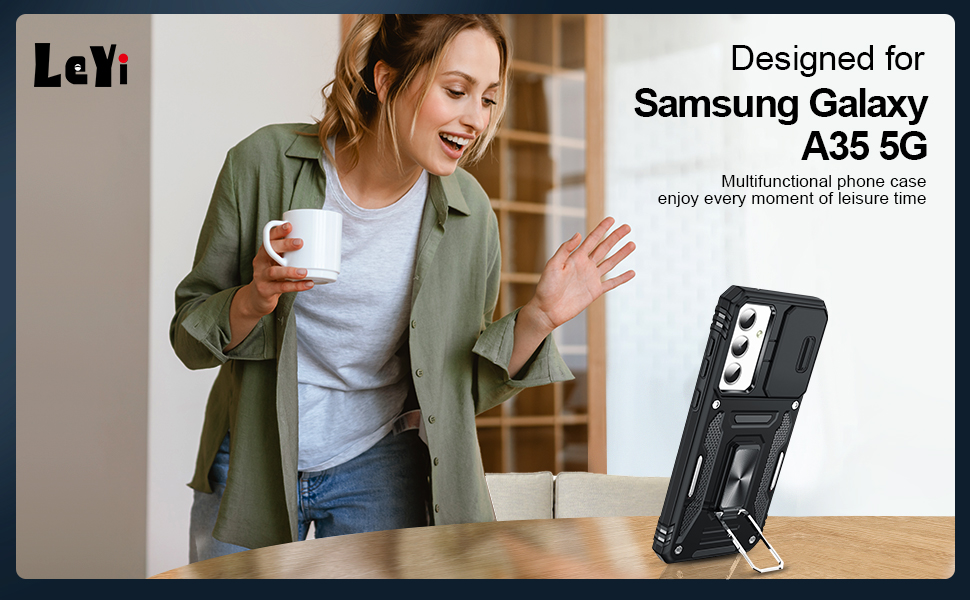 LeYi Funda para Samung Galaxy A35/A55/A 55/A 35 5G con 2 Piezas Vidrio Templado, Armor Carcasa ...