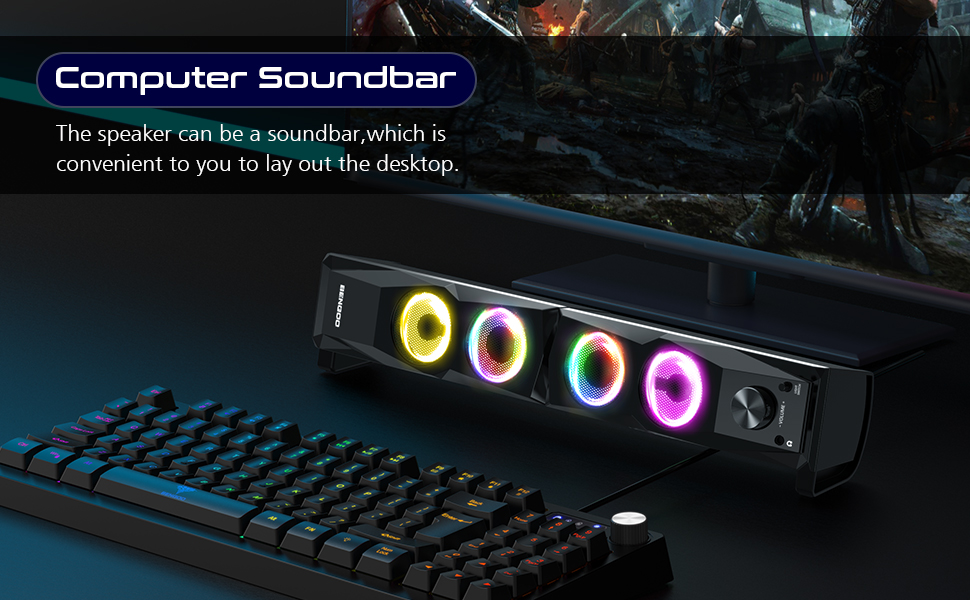 Amazon.com: BENGOO GS01 Computer Speakers, Maneuverable SoundBar, Gaming Speakers for PC ...
