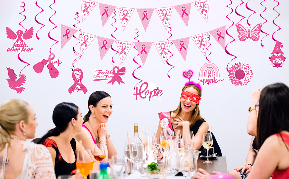 Amazon.com: Cheerdecor Breast Cancer Awareness Decorations- 16PCS Pink ...