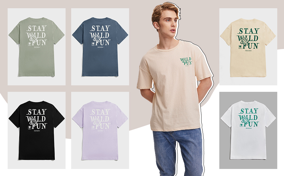 Amazon.com: SOLY HUX Men's Graphic Letter Print Short Sleeve Tees Summer Casual Round Neck T ...