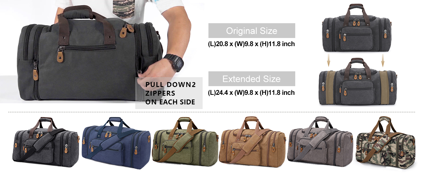 Amazon.com | Canvas Duffle Bag for Travel 50L Duffel Overnight Weekender Bag (Gray) | Travel Duffels