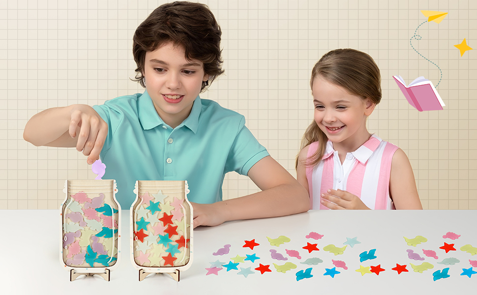 Amazon.com : Jansun 2 Pack Reward Jars for Kids, 50pcs Stars and ...