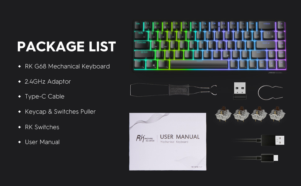 Amazon.in: Buy RK ROYAL KLUDGE RK G68 65% Wireless Mechanical Keyboard, Bluetooth5.1/2.4G/Wired ...