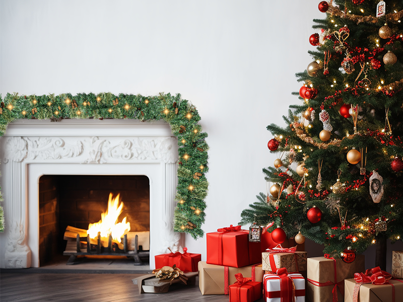 Amazon.com: Dazzle Bright 9 FT Artificial Christmas Garland Prelit with 50 LED Lights, Pine ...