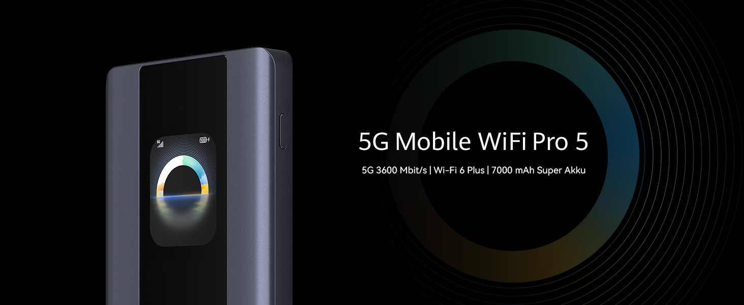 5G Mobile WiFi Pro 5, E6888, Wi-Fi 6 AX3000, DL 3600 Mbit/s/UL 500 Mbit/s, tragbarer mobiler ...