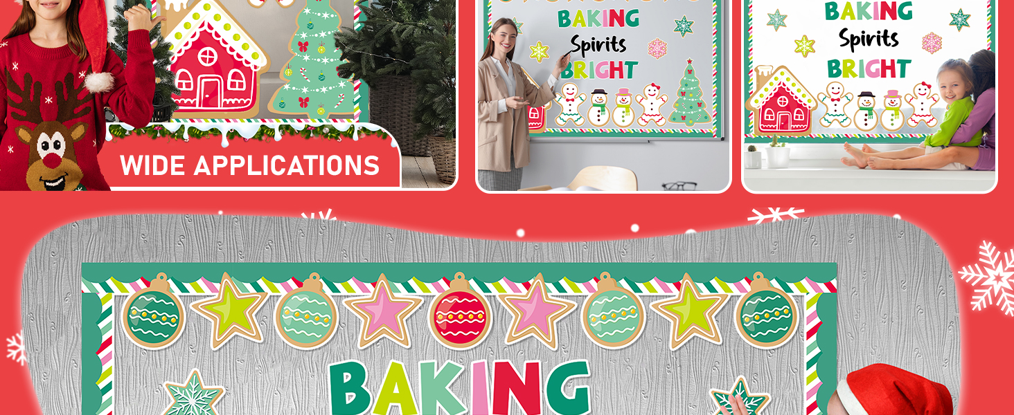 Amazon.com: Christmas Gingerbread Bulletin Board Decoration Winter ...