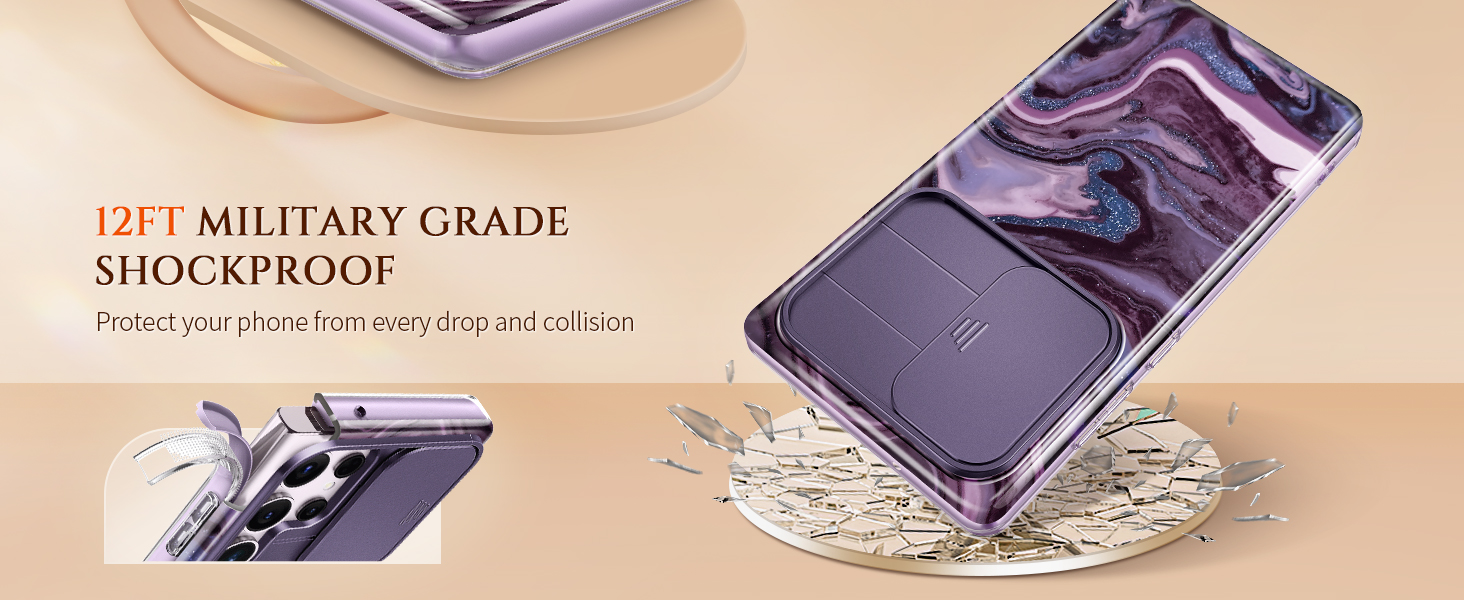 Amazon.com: GVIEWIN for Samsung Galaxy S23 Ultra Case with Slide Camera Cover, [Built-in Screen ...