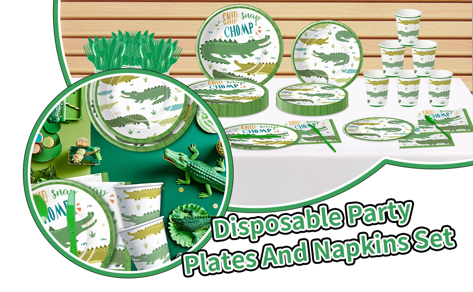 Amazon.com: Xigejob Alligator Party Decorations Tableware- Alligator ...