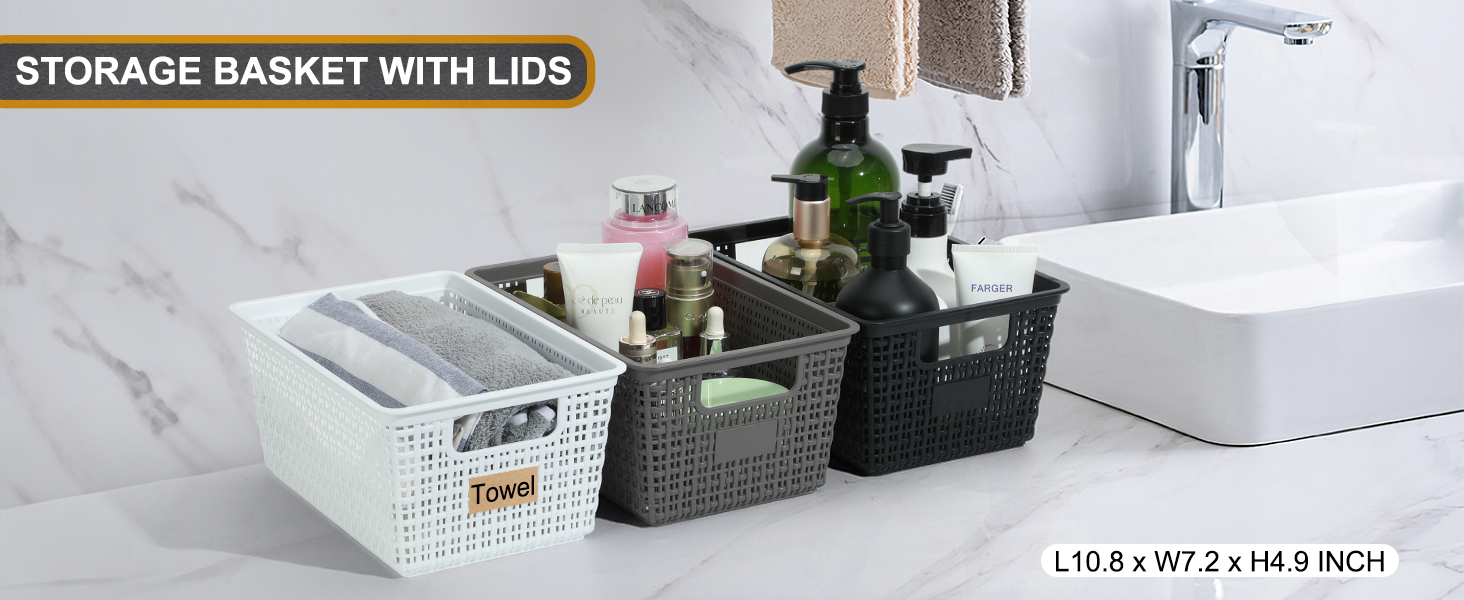 Amazon.com - Plastic Storage Baskets with Lids – Stackable Storage Bins ...