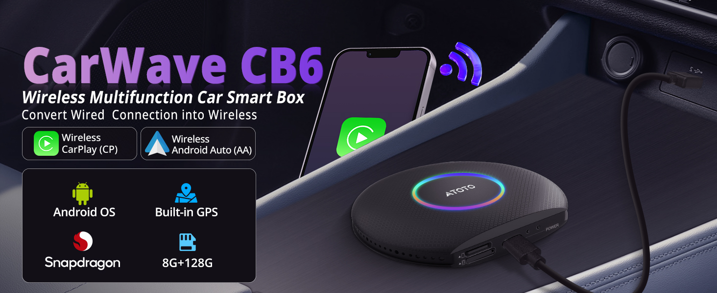 Amazon.com: ATOTOZONE CB6 CarPlay AI Box&Android AI Box, Wireless CarPlay/Android Auto Adapter ...