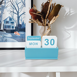 Amazon.com : DEERINE Wooden Block Perpetual Calendar for Desk, Daily ...