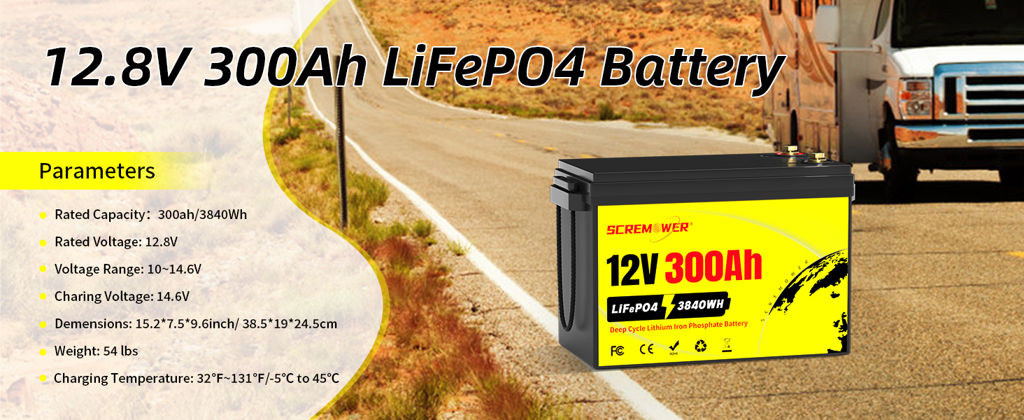 Amazon.com: 12V 300Ah Compact Lifepo4 Battery with Low-temp Protection BMS, 3840Wh Energy Deep ...