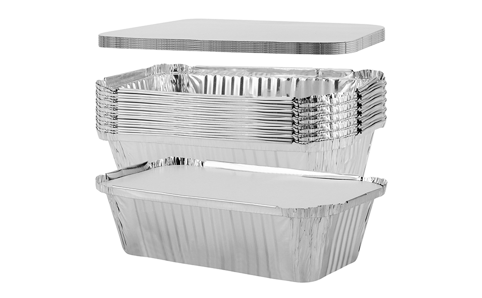 FUNSUEI 20 PCS Rectangular Foil Trays with Lids, Large Food Containers ...