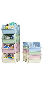 Amazon.com - Skywin Plastic Stackable Storage Bins for Pantry ...