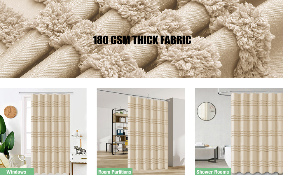 Amazon.com: Dynamene Extra Long Shower Curtains - 72 x 84 Inches Long Textured Tufted Chenille ...