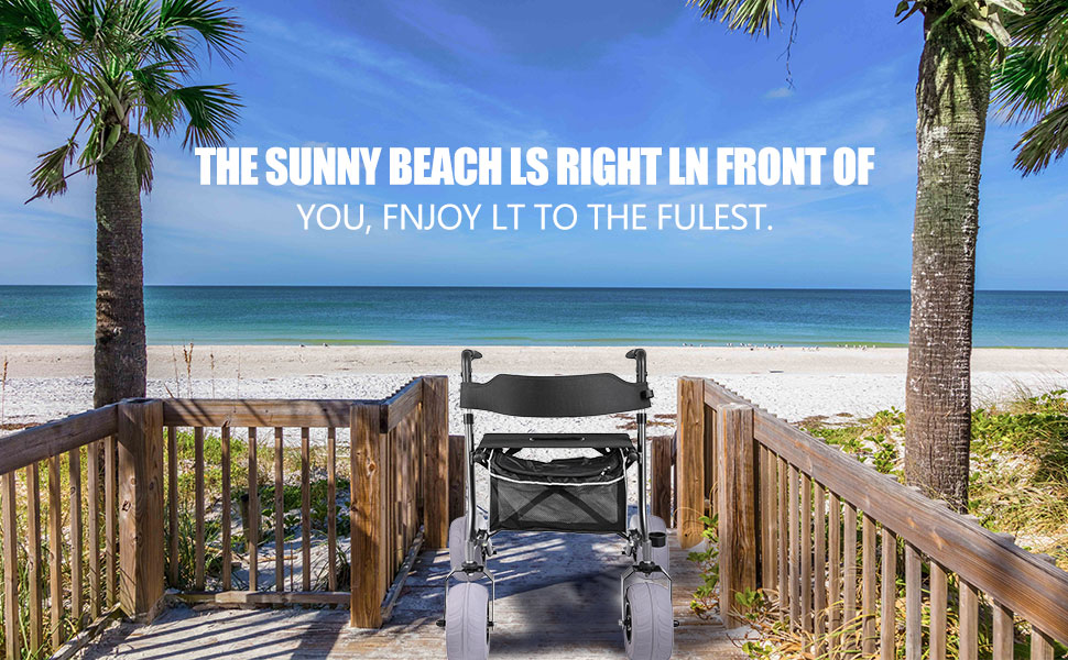 Amazon.com: Foldable Rolling Beach Walker for Sand, All Terrain Beach Sand Mobility Walker ...