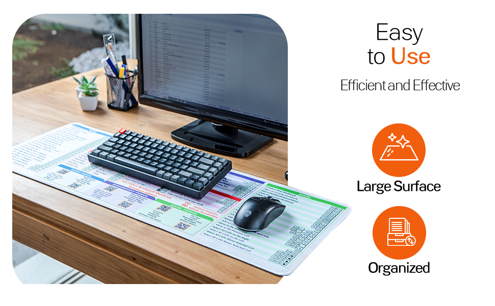 Amazon.com: DeskGuide Pro MS Office Keyboard Pad Shortcut Mouse Pad ...