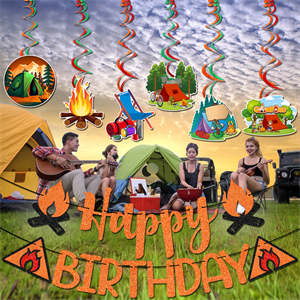 Amazon.com: Camping Theme Happy Birthday Banner with Camping Party ...