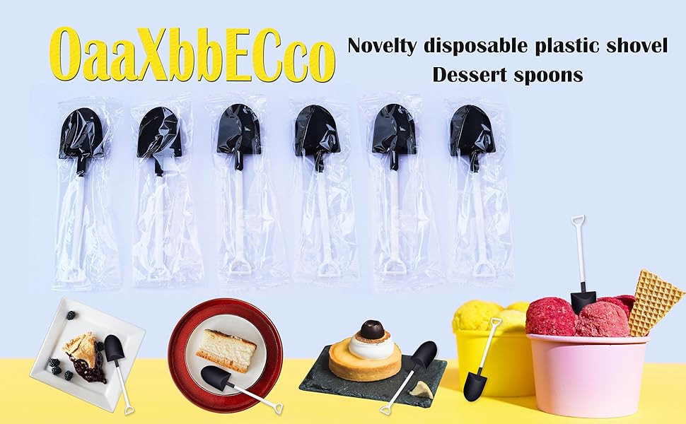 Amazon.com: OaaXbbECco Novelty Mini Shovel Shape Spoons Cute Disposable Plastic Dessert Spoons ...