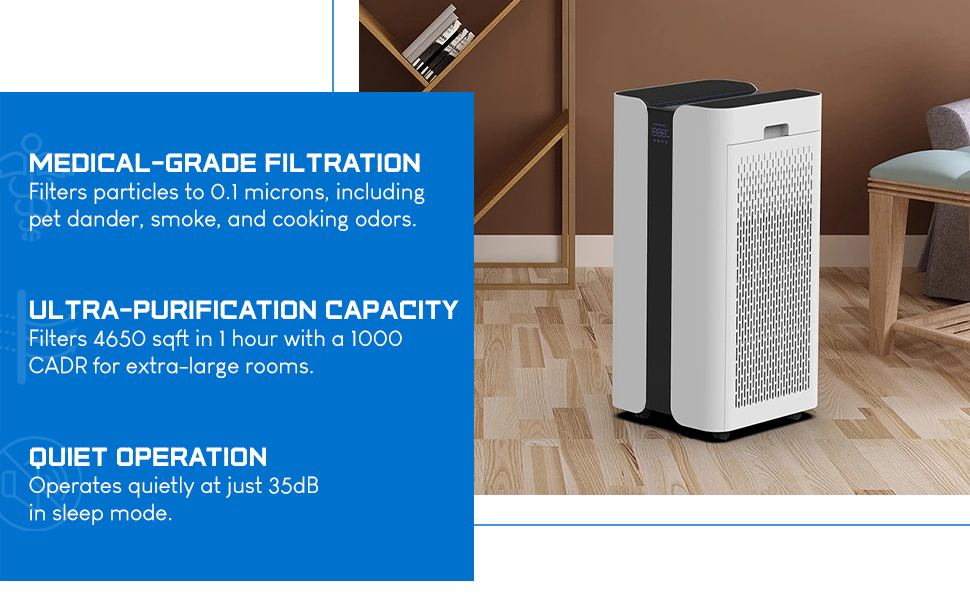 Amazon.com: MOUNTO 600cfm Large Air Purifier for Whole Home, Pet Hair Purifier with HEPA Filter ...