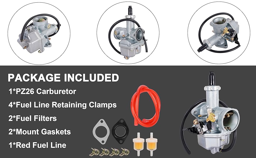 Amazon.com: RUTU PZ26 Carburetor 26mm Carb Kit Replacement for XR100 XR100R CRF100F TRX250 GY6 ...