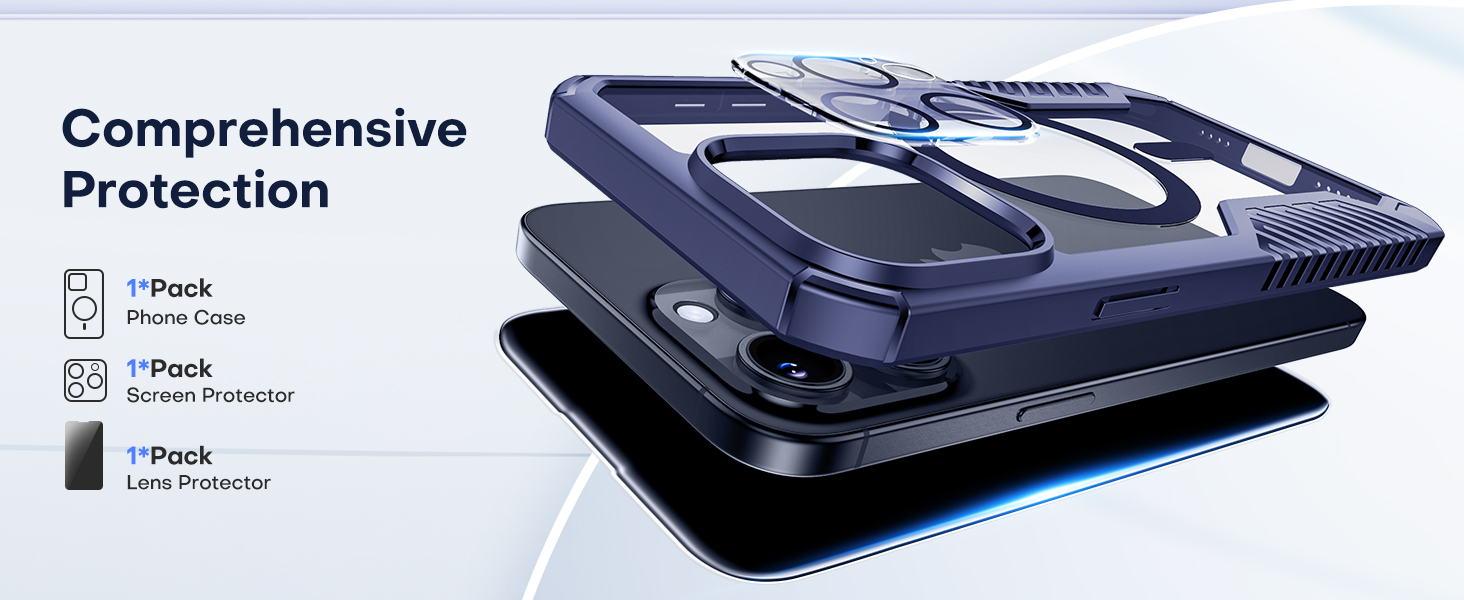 Amazon.com: MOBOSI for iPhone 15 Pro Max Case with Screen & Camera Lens Protector, Compatible ...