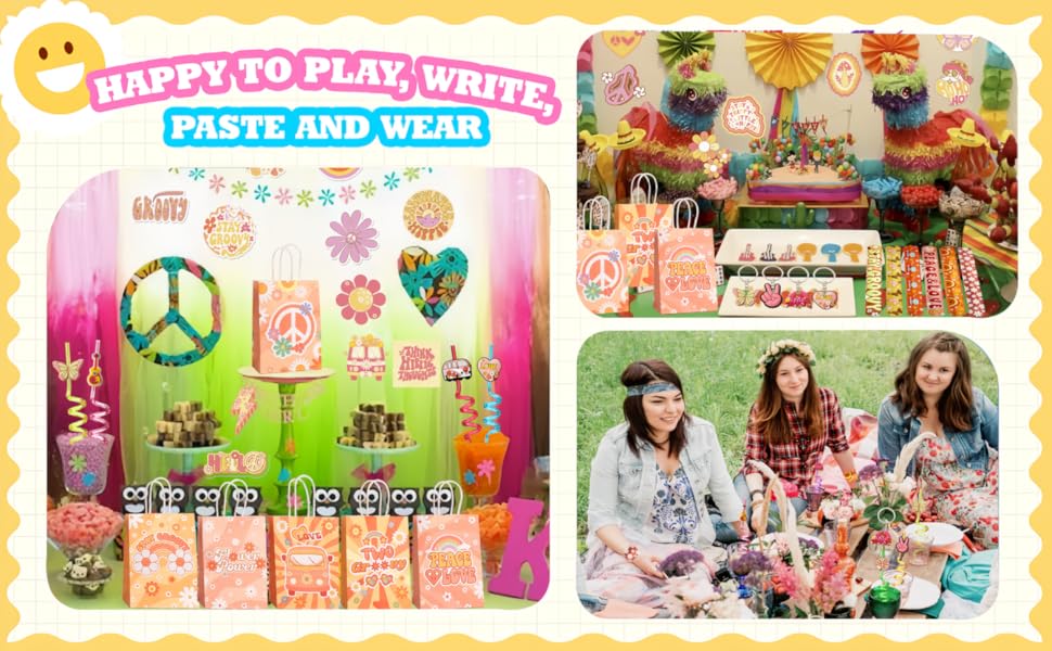 Amazon.com: CHSLtmxq 110PCS Groovy Party Favors Set Retro Hippie ...