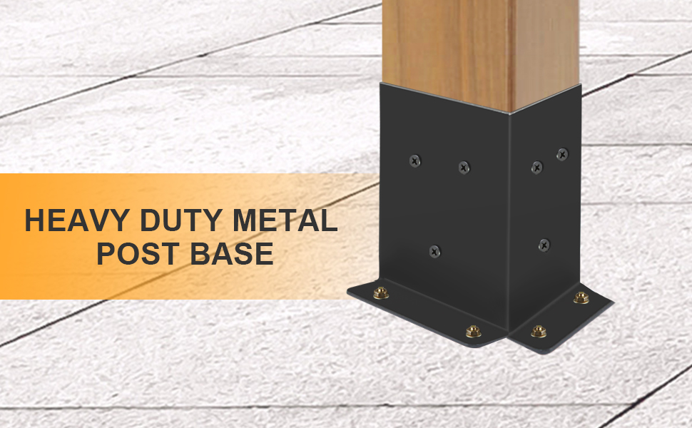 4x4 Post Base 8 Pcs, (Inner Size 3.6x3.6) Post Anchors, 13GA Thick Solid Steel & Black Powder ...