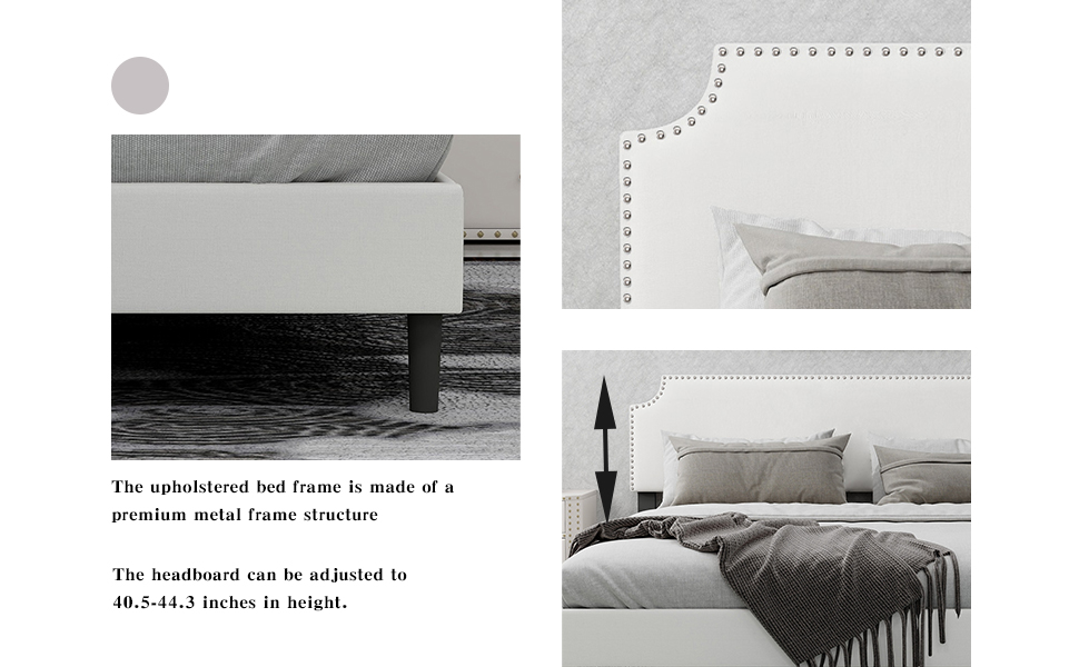 Amazon.com: Tuconia Upholstered Platform Queen Size Bed Frame with Adjustable Headboard Wooden ...