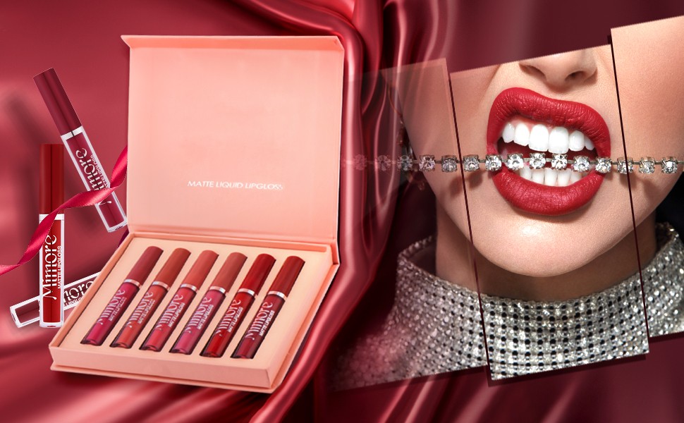 Labial Mate 6 Piezas Pintalabios Lápiz Labial Pinta Labios Juego de Maquillaje Larga Duración ...