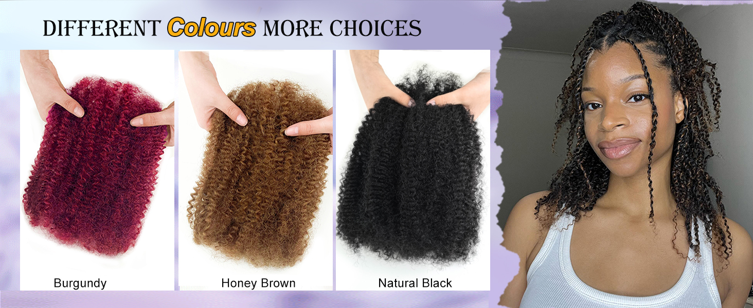 Amazon.com : Afro Kinkys Bulk Human Hair 2 Bundles 16 Inch Black Afro Kinky-Curly Human Hair ...