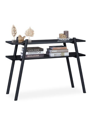 Relaxdays Konsolentisch, 2 Ablagen, Metall & MDF, schmaler Ablagetisch Flur & Wohnzimmer, HBT ...