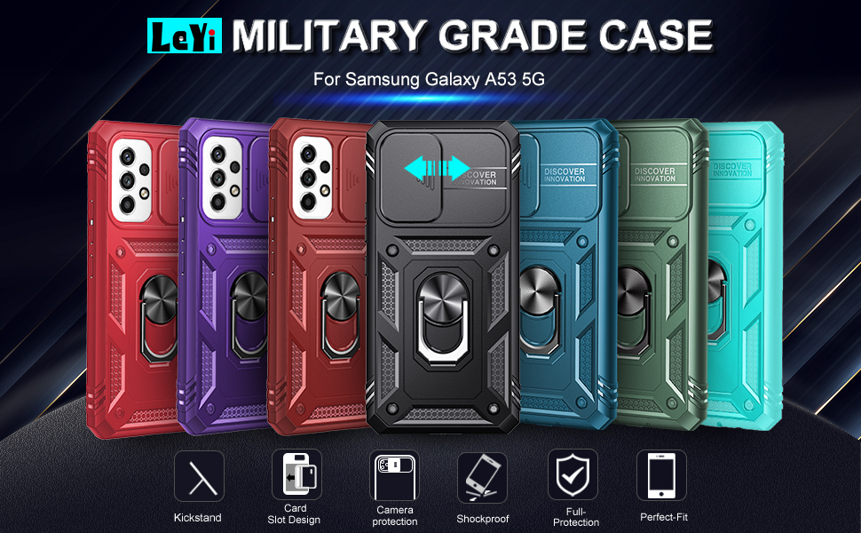 LeYi for Samsung Galaxy-A53 5G Case: with Slide Camera Protective Cover and 2 Tempered Glass ...