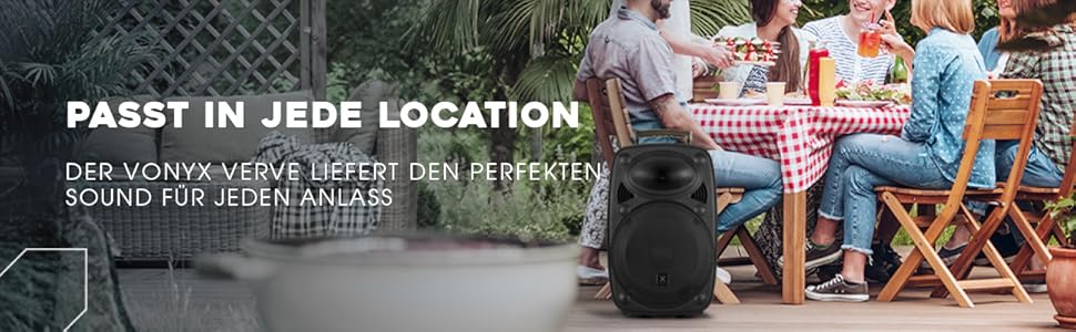 Vonyx Verve46 - Partybox Bluetooth Lautsprecher Groß, Akku, 15 Zoll, 1000 Watt, Mobile PA Anlage ...