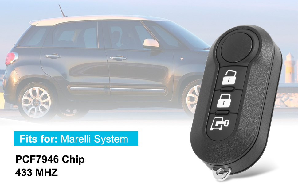 ASOOLL Key Fob Replacement Compatible for Fiat 500L Doblo Qubo Punto ...