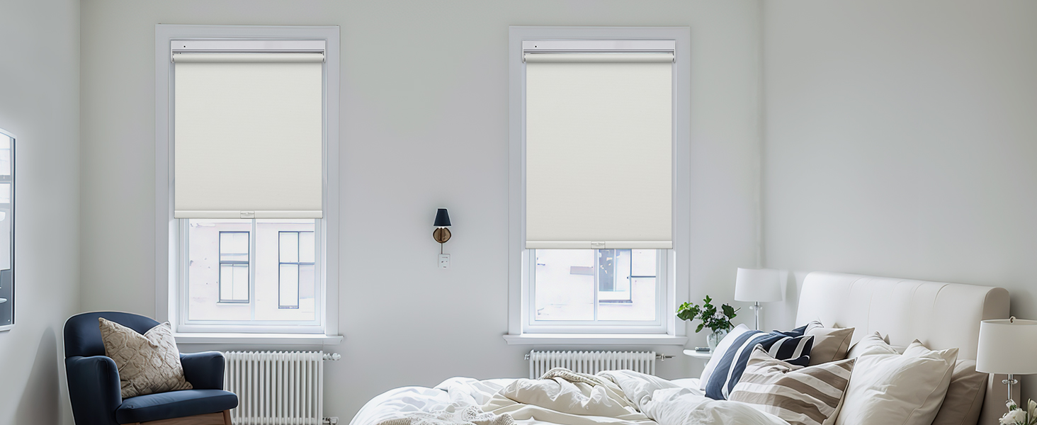 Amazon.com: Moonice No Tools No Drill Cordless 100% Blackout Roller Shades Blinds for Windows ...