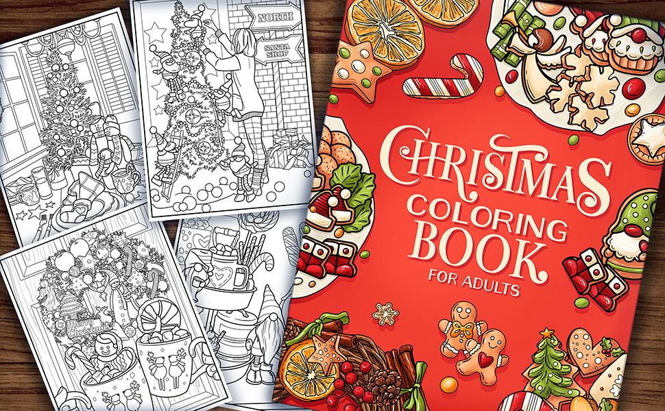 Christmas Coloring Book for Adults: Beautiful Holiday Scenes for Stress ...