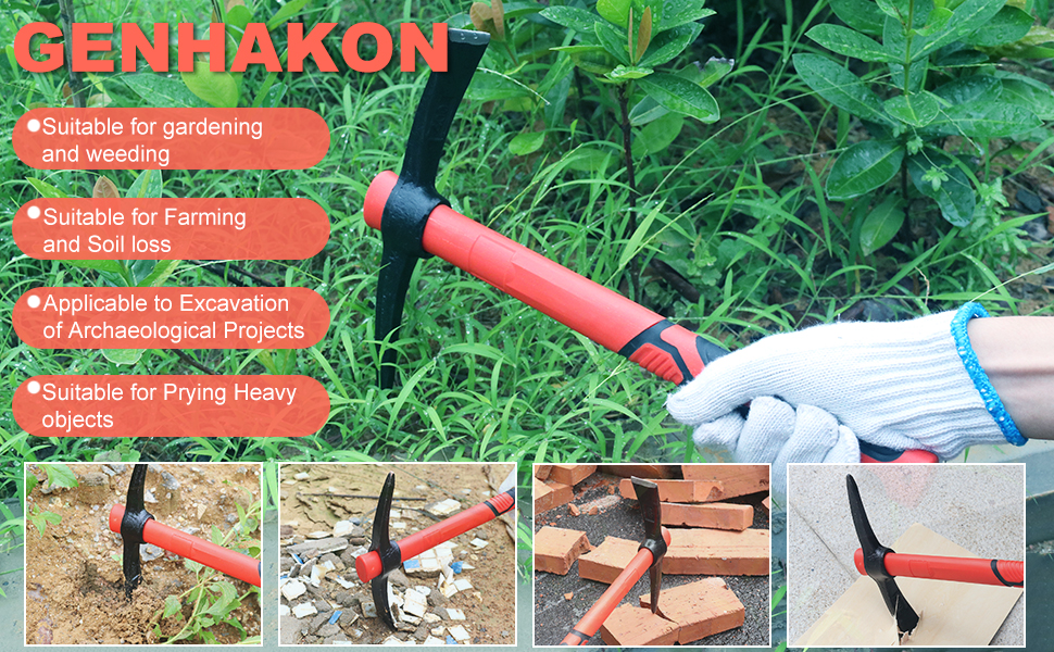 Amazon.com : GENHAKON 2 PCS 16 Inch Mattock Pick Axe, Stainless Steel ...