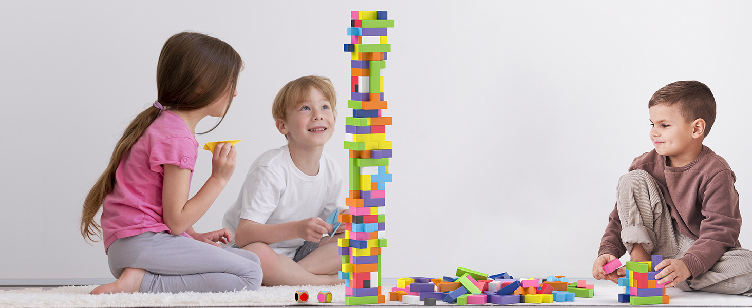 Amazon.com: QianShouYan Wooden Block Game 120Pcs Fast-Paced Stacking ...