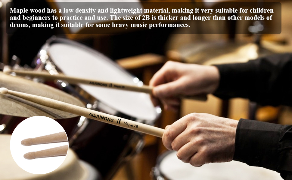 Amazon.com: AQJUNONG 2B Drumsticks,12 Pair Maple Drum Sticks 2B, Wood ...
