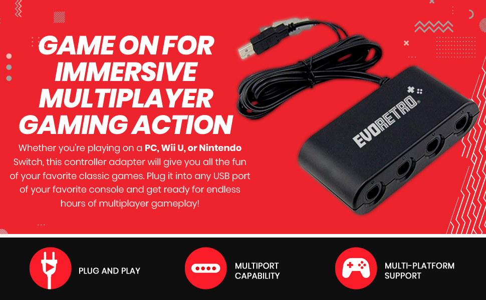 Gamecube Controller Adapter Compatible with Nintendo Wii U, PC USB and ...