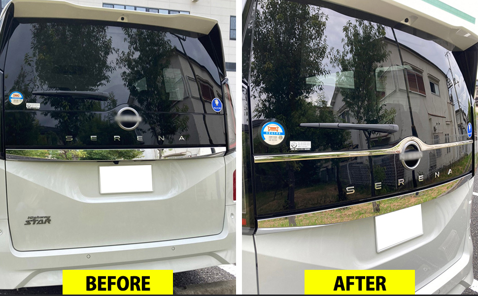 Amazon | BM セレナ C28 リアエンブレムカバー ガーニッシュ ステンレス製 鏡面仕上げ メッキ カスタム パーツ 外装 モール 6272 | リアバンパープロテクター | 車＆バイク