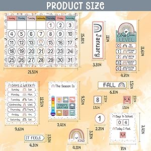 Amazon.com: Boho Rainbow Calendar Bulletin Board Set with Seasons ...