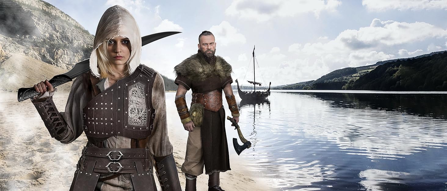 HiiFeuer Medieval PU Leather Buckle Arm Bracers, Knight LARP Retro ...