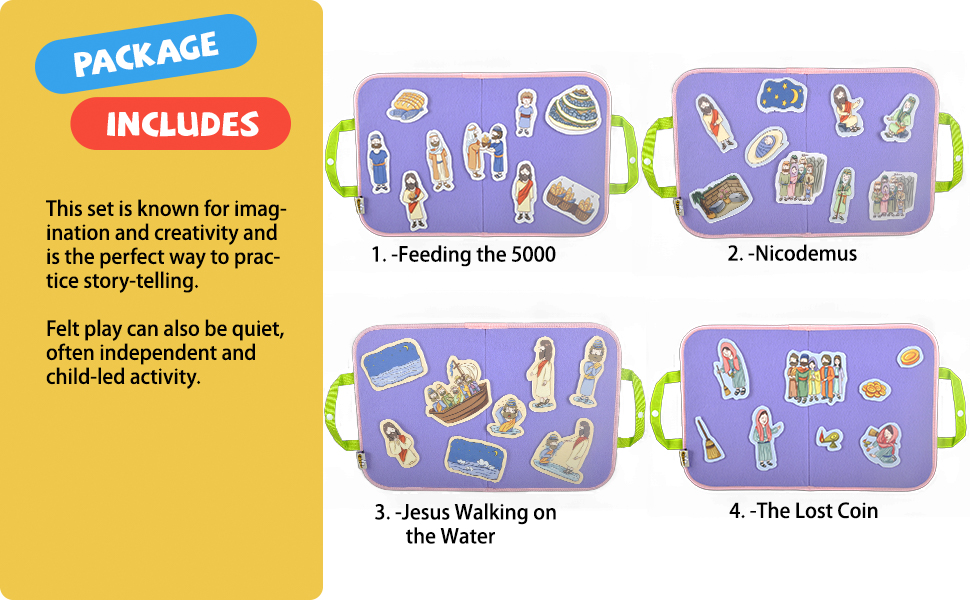 Amazon.com: CHEFAN Felt/Flannel Board Story Set of 4, PRECUT Felt Pieces for Preschool Toddlers ...