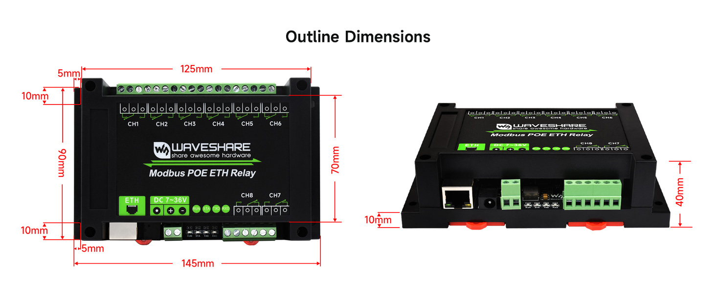Amazon.com: Waveshare 8-Ch Ethernet Relay Module, Modbus RTU/Modbus TCP Protocol, PoE Port ...